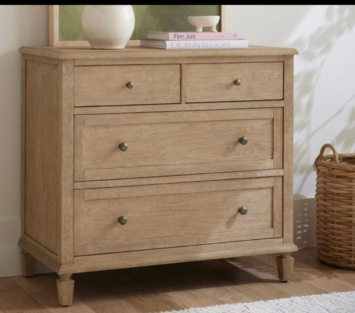 White Oak 6 Drawer Chest 36W 18D 48H (4 sock drawers over 2 standard ...