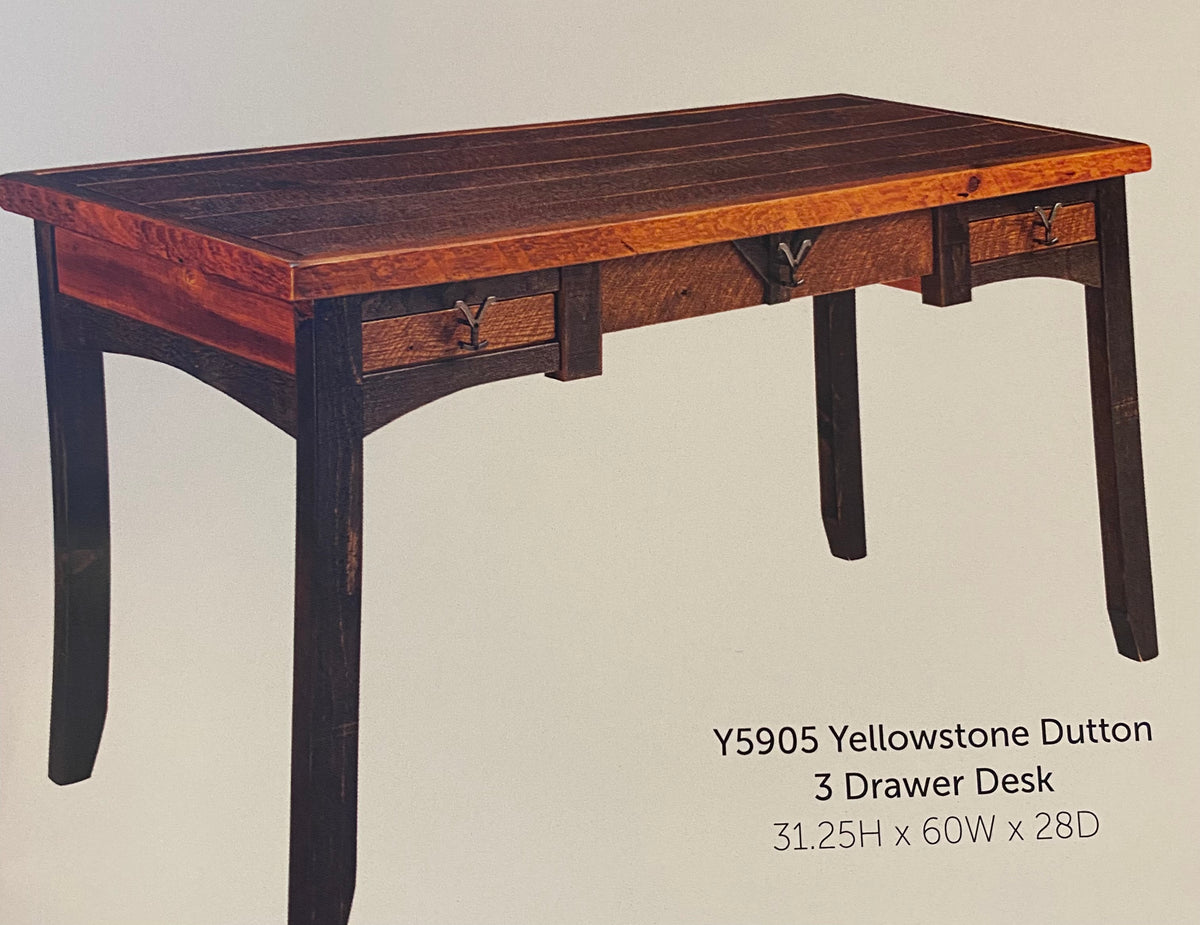 Yellowstone Dutton 3 Drawer Desk – Seibels Cottage