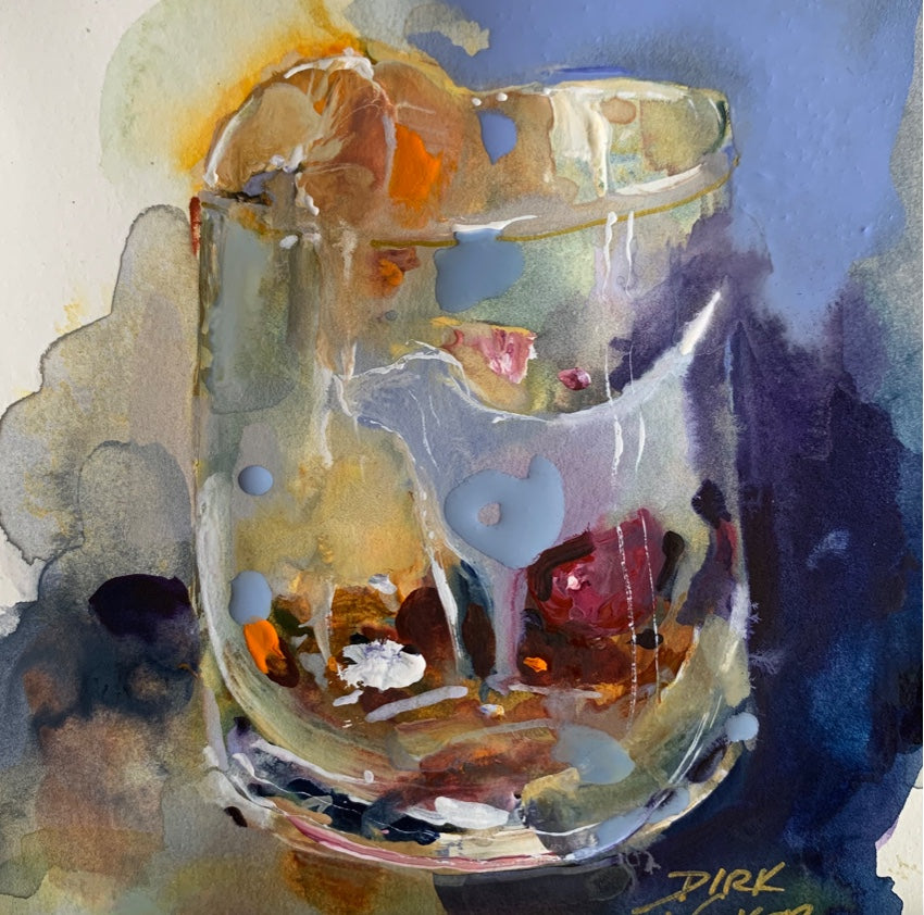 OLD FASHION IN A DOG ETCHED GLASS by Artist Dirk Walker – Seibels Cottage